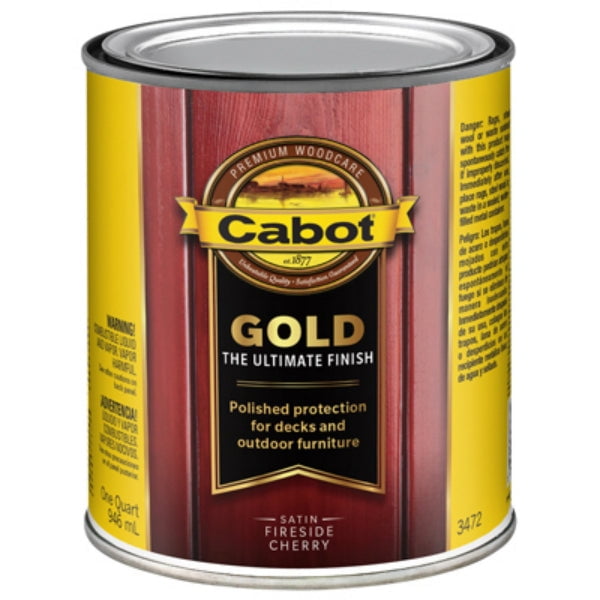 Cabot Gold Ultimate Wood Satin Stain Finish, Fireside Cherry, 1 Qt ...