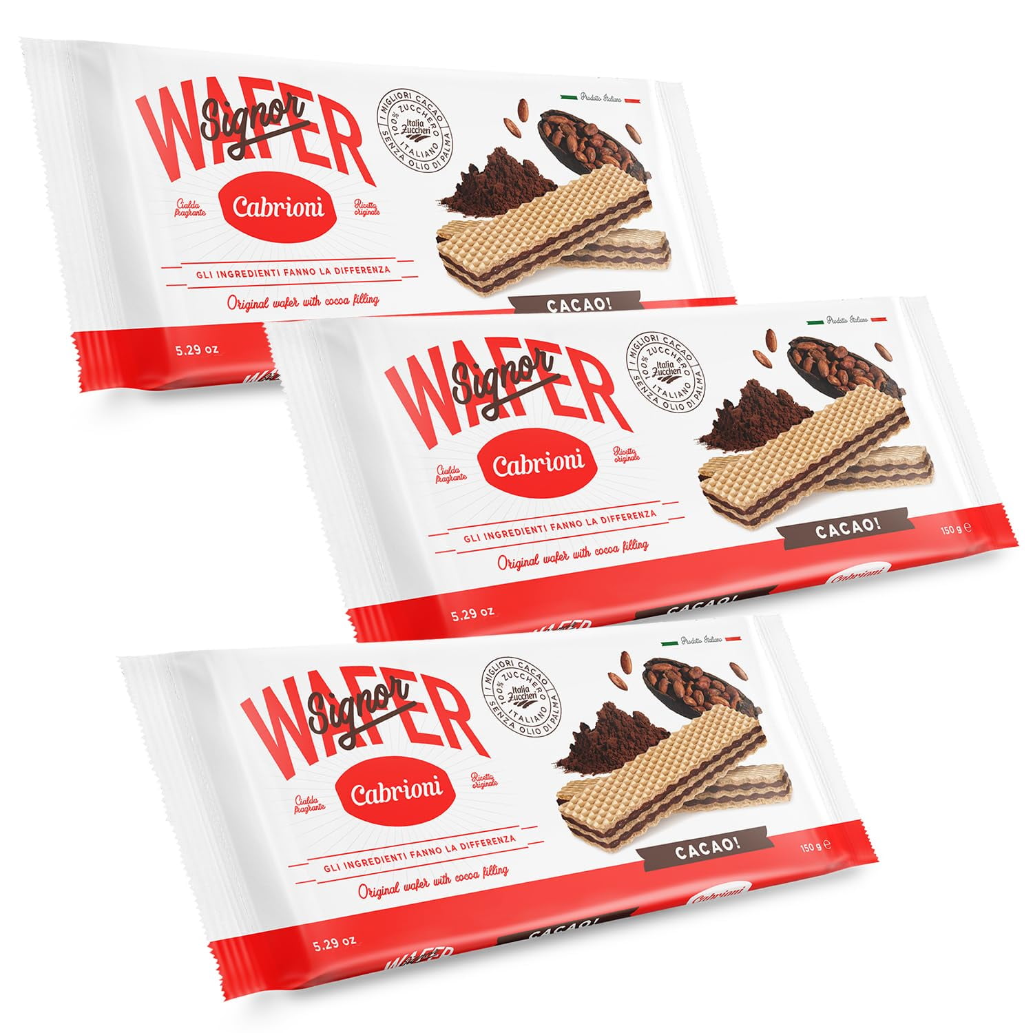 Cabrioni Italian Cocoa Signor Wafer- Delicious Wafer Sticks with Light ...
