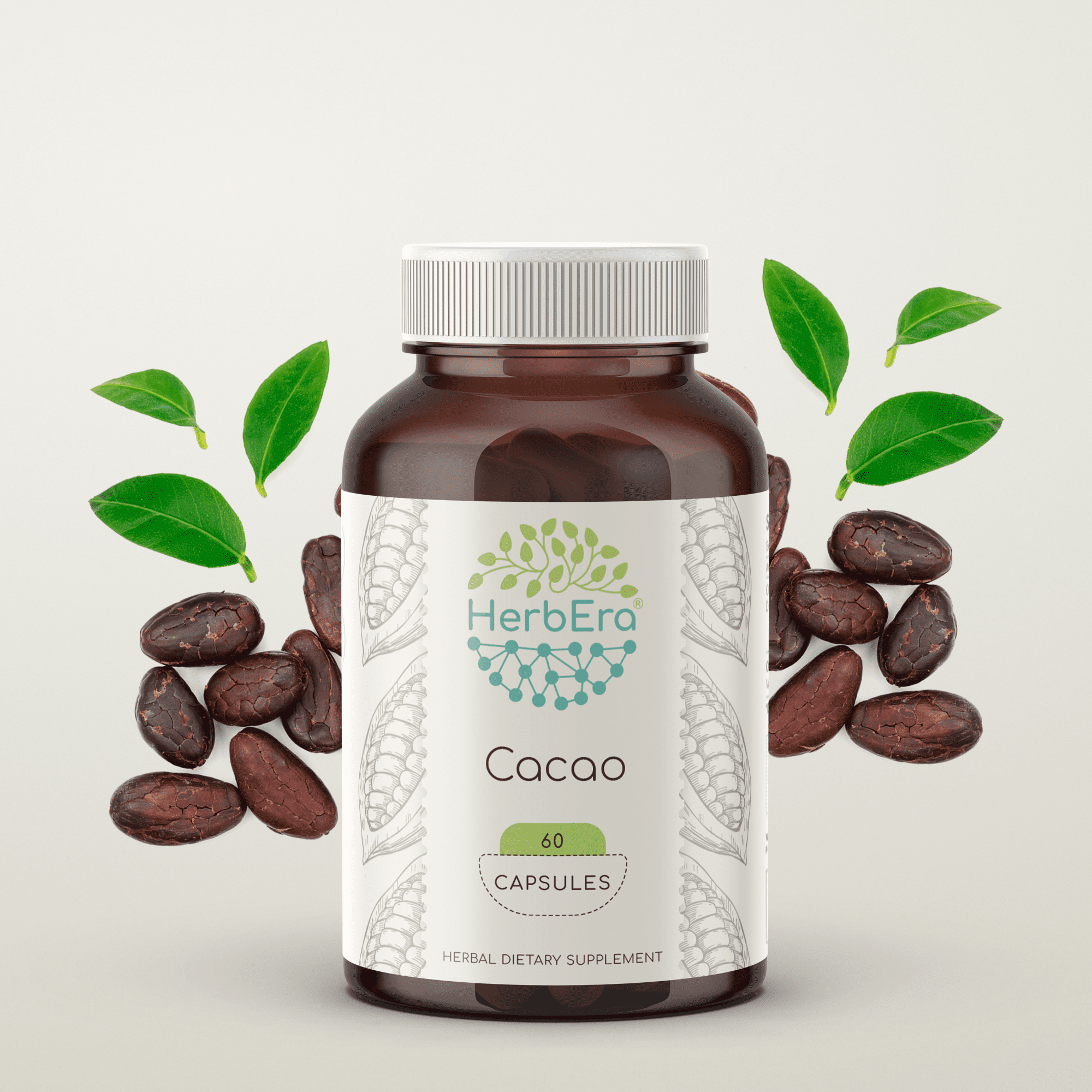 Cacao 60 Capsules, 500 mg, Organic Cacao (Theobroma cacao) Dried Raw ...