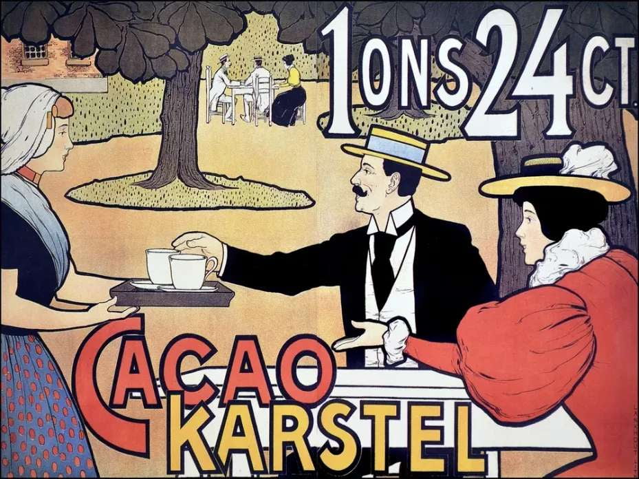 Cacao Karstel Nouveau Ad Decoration Poster.Home Cafe Art Design print ...