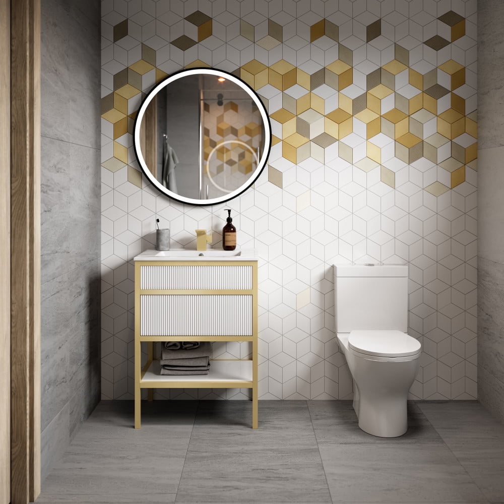 Cache 24" Freestanding, Bathroom Vanity in White and Gold - Walmart.com