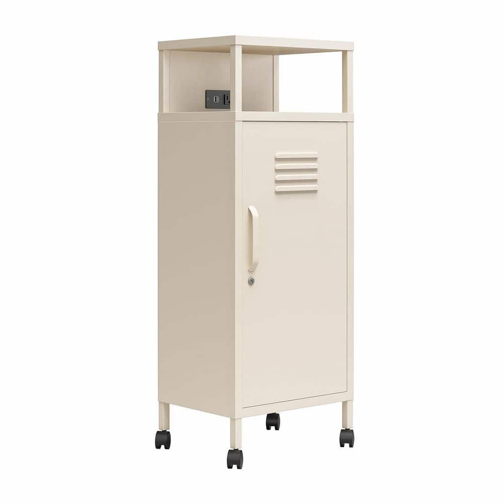 Cache Metal Locker Style Wheeled Storage Cart in Parchment - Walmart.com