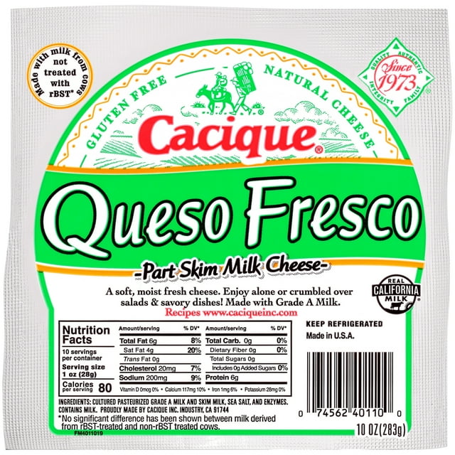 Cacique Queso Fresco Part Skim Milk Cheese, 10 oz (Refrigerated ...