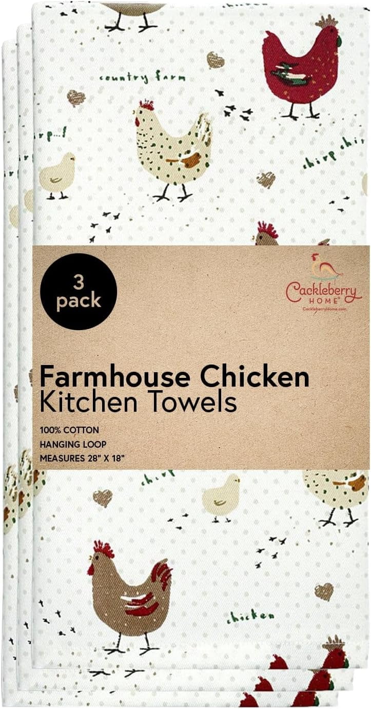 Cackleberry Home Farmhouse Chicken Kitchen Towels 100% Cotton, Set of 3 ...