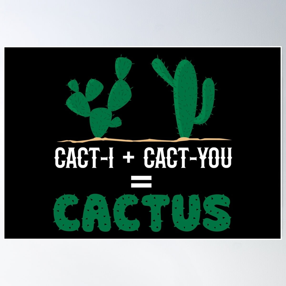 Cact-I Plus Cact-You Equals Cactus Poster Wall Art, Modern Wall Decor ...