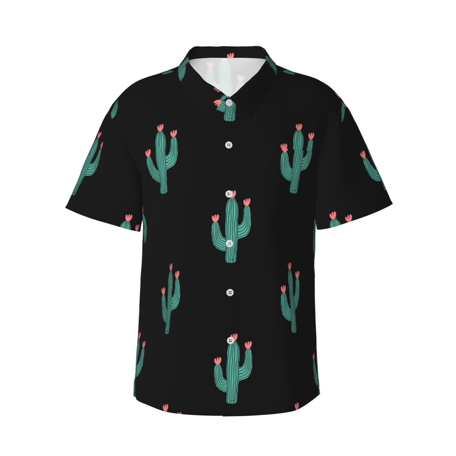 Cacti And Flowers Men's 3d Print Casual Button Down Shirts, Novelty Hawaiian Short Sleeves 3xl ...