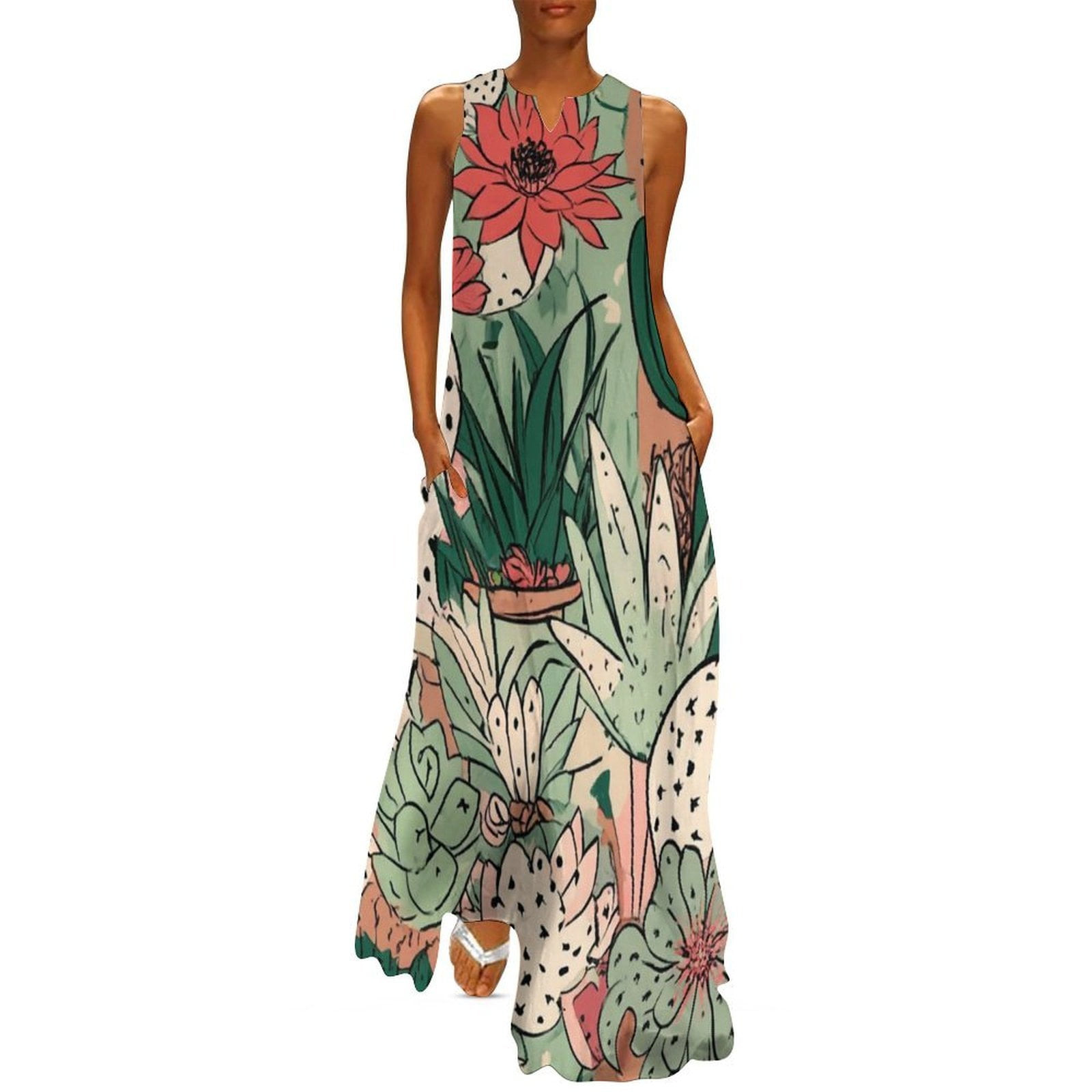 Cacti And Succulent Long Dress luxury evening dresses women clothing ...