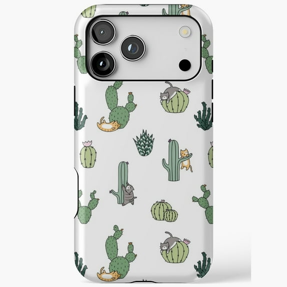 Cacti Cats Funny Protective Case for iPhone 11 12 13 14 15 16 17 Pro ...
