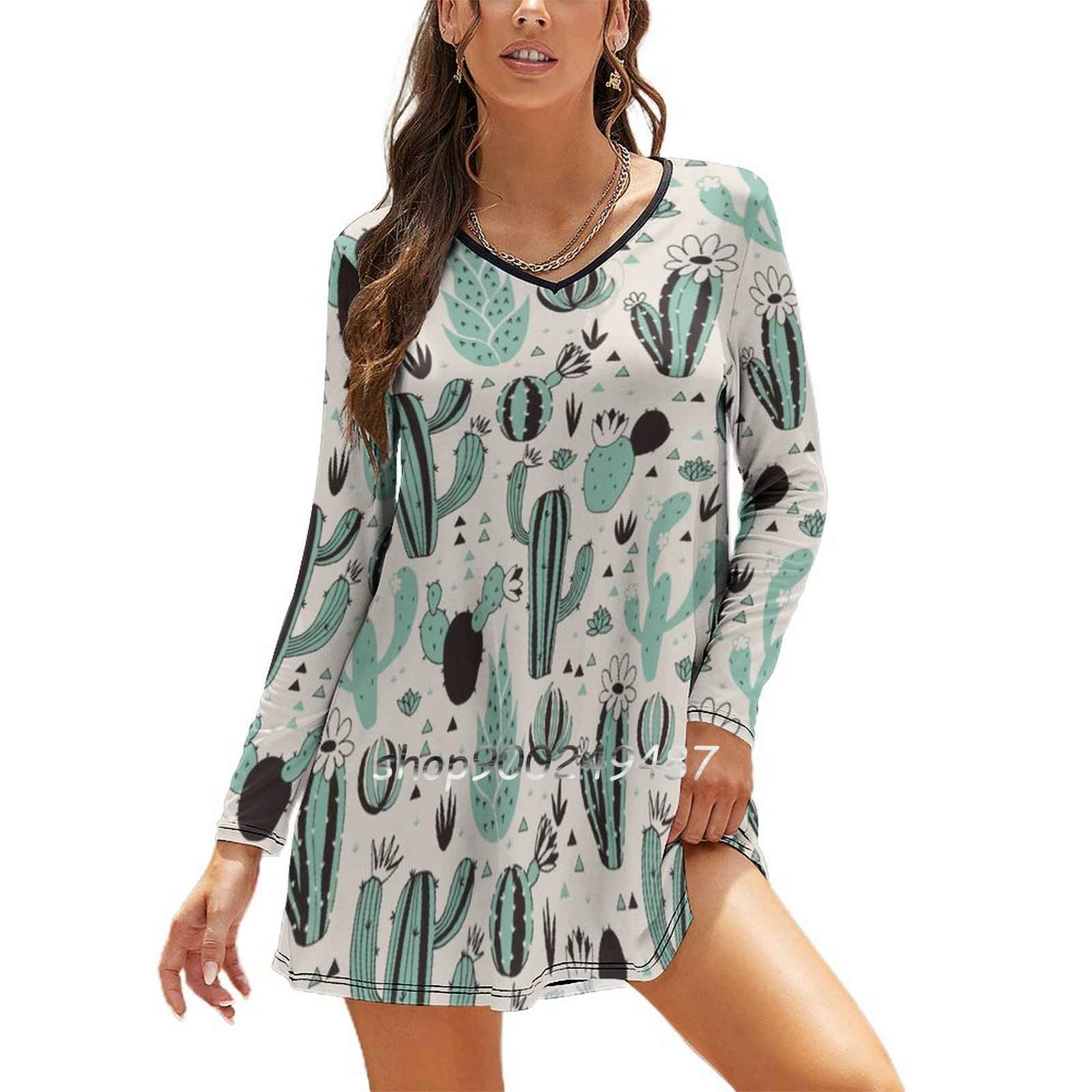 Cacti Evening Party Dresses Midi Sexy Dress Female Sweet One Piece ...