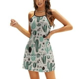 Cacti Evening Party Dresses Midi Sexy Dress Female Sweet One Piece ...