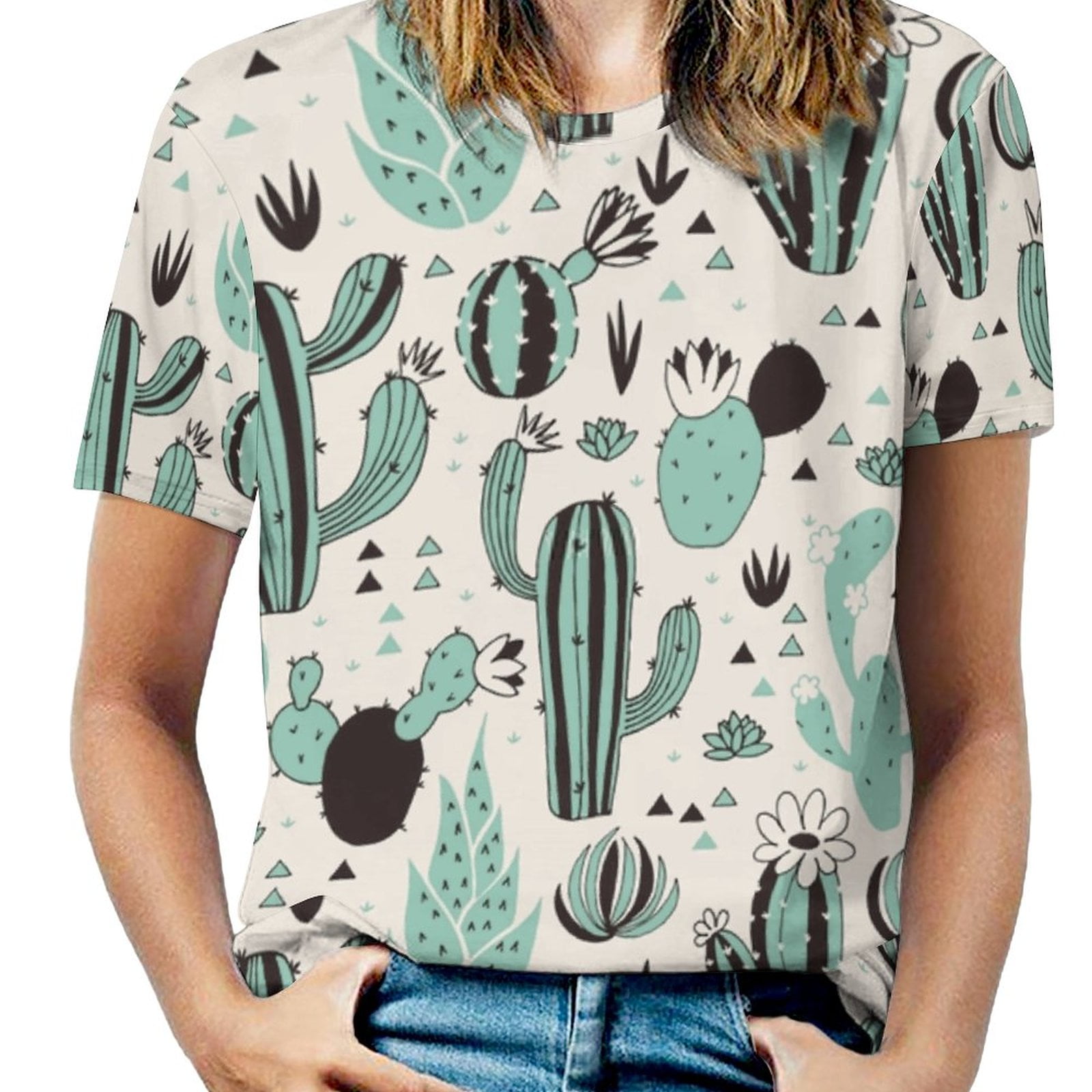 Cacti New Fashion Zip Off Shoulder Top Short-Sleeve Women Shirt Hand ...