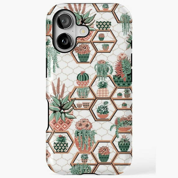 Cacti Succulent Hexagon Moroccan Art Compatible Phone Case for iPhone ...