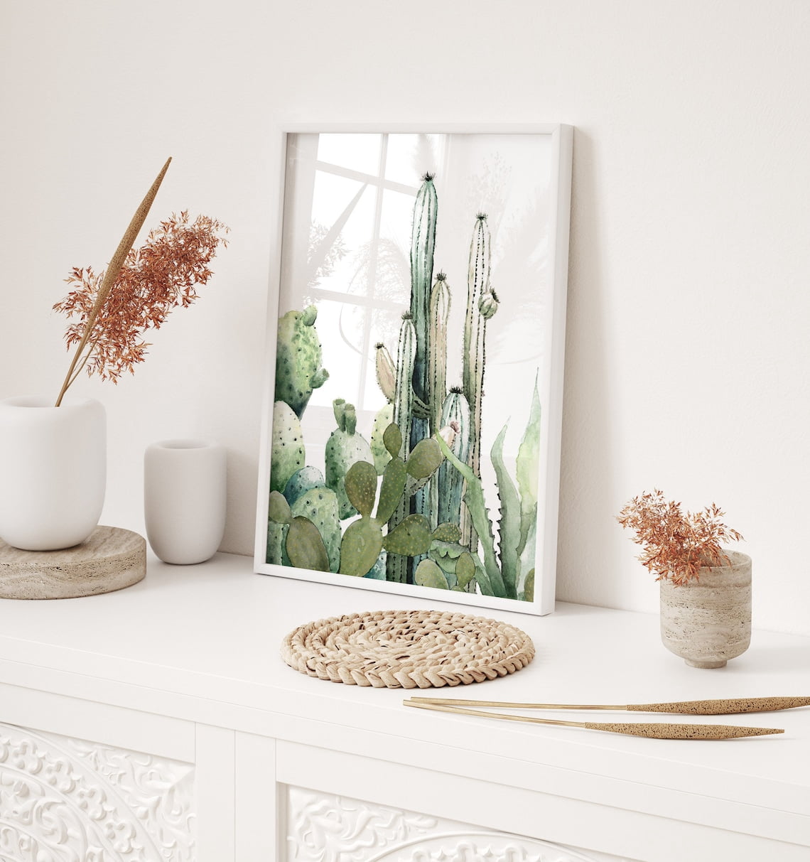 Cacti Succulents Minimalist Botanical Wall Decor Artist Desert Plant ...