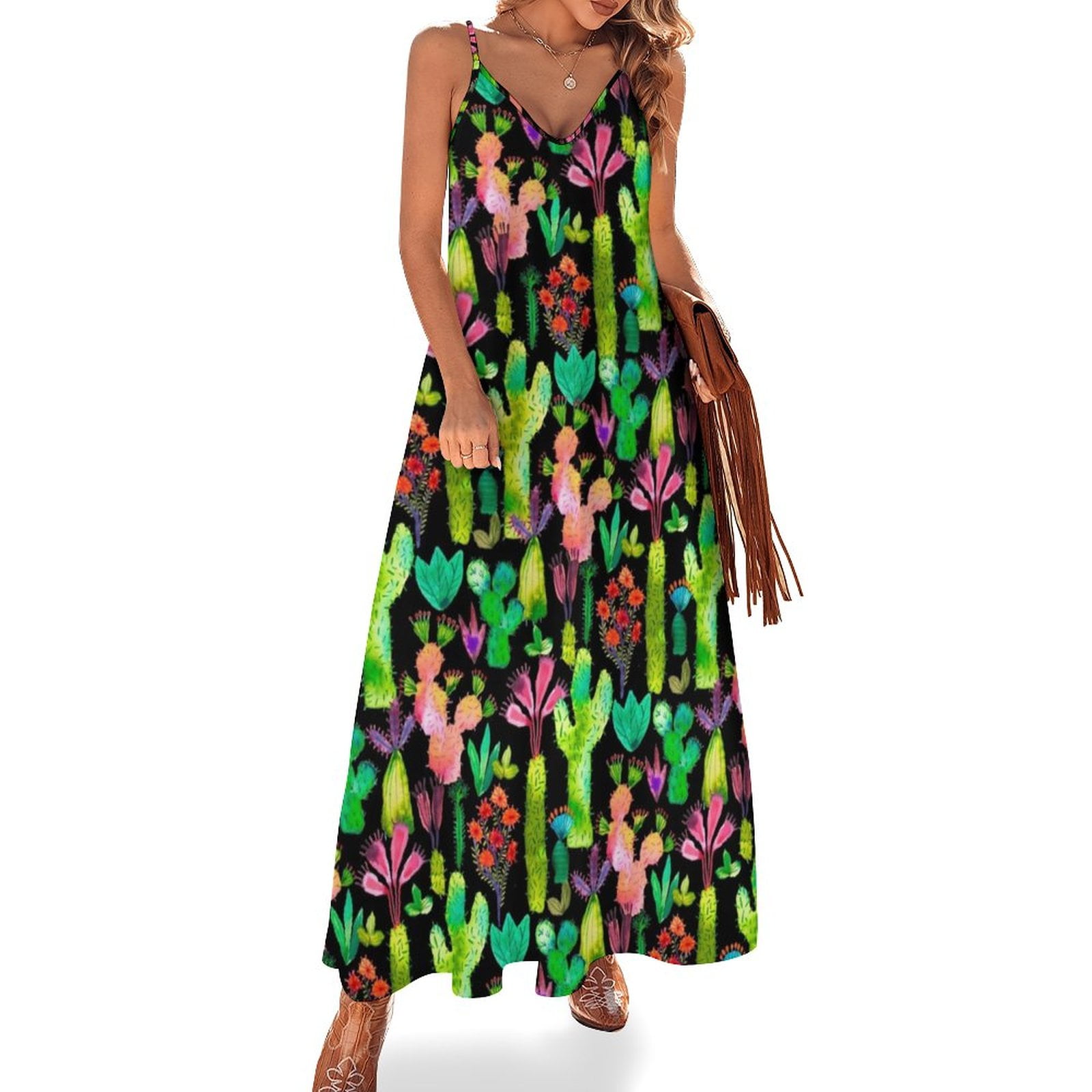 Cacti garden Sleeveless Dress dress party evening elegant luxury celebrity Women's summer suit ...