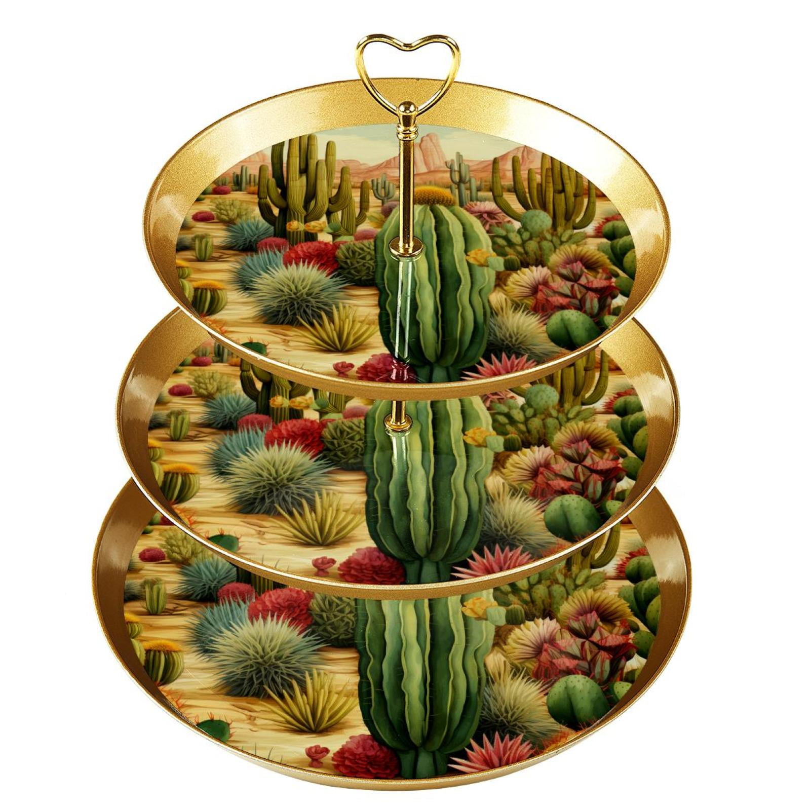 Cactus 32cm Plastic Discs Cupcake Stand with Iron Pillars | Dessert ...