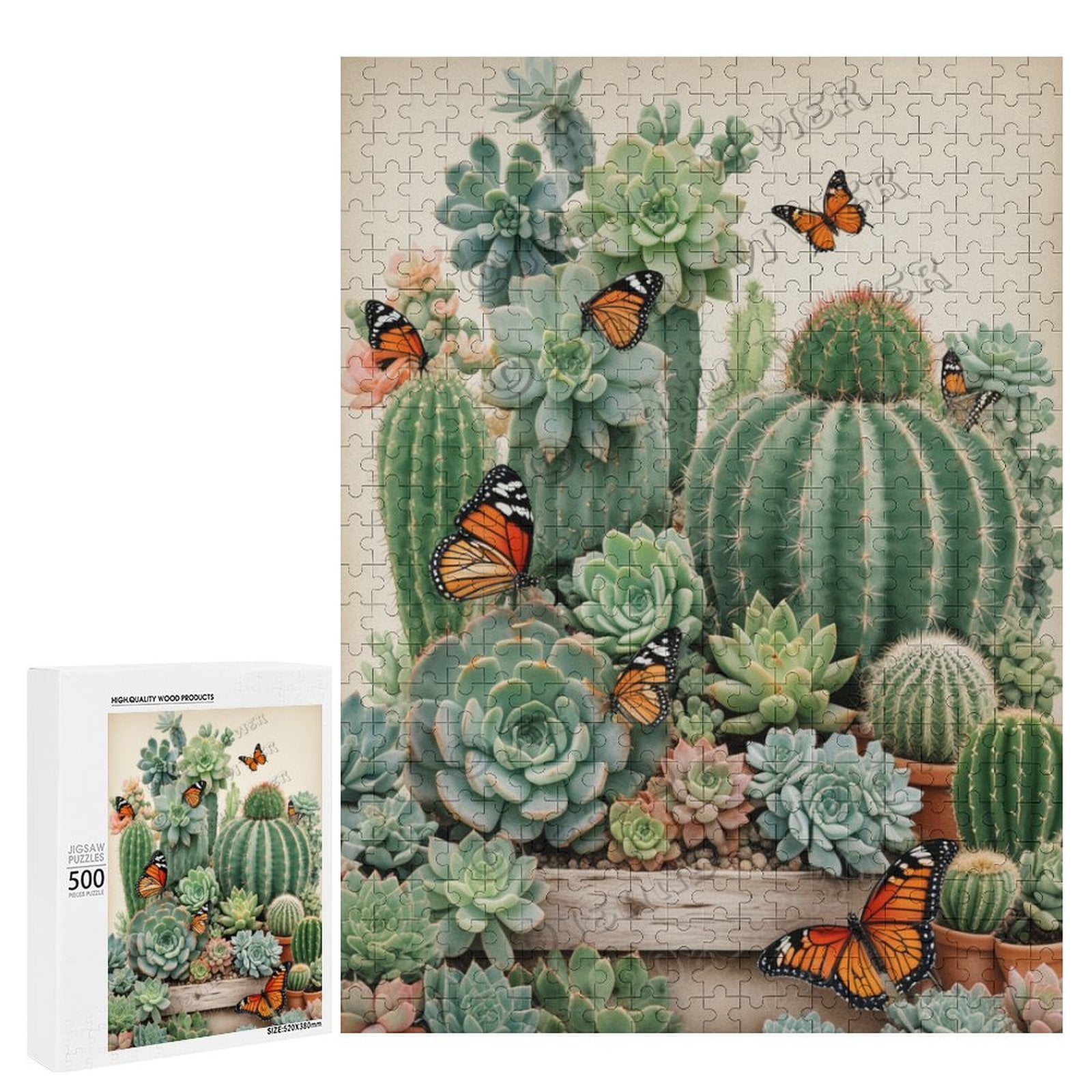 Cactus 500 Piece Family Jigsaw Puzzle, Cactus Puzzle Vintage Style ...