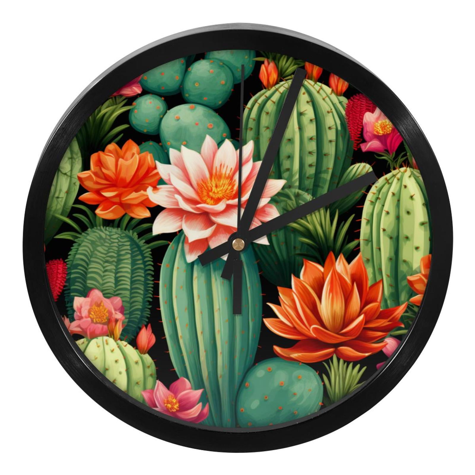 Cactus 9.8 Inch Round Digital Wall Clock - Silent Non-Ticking Battery ...