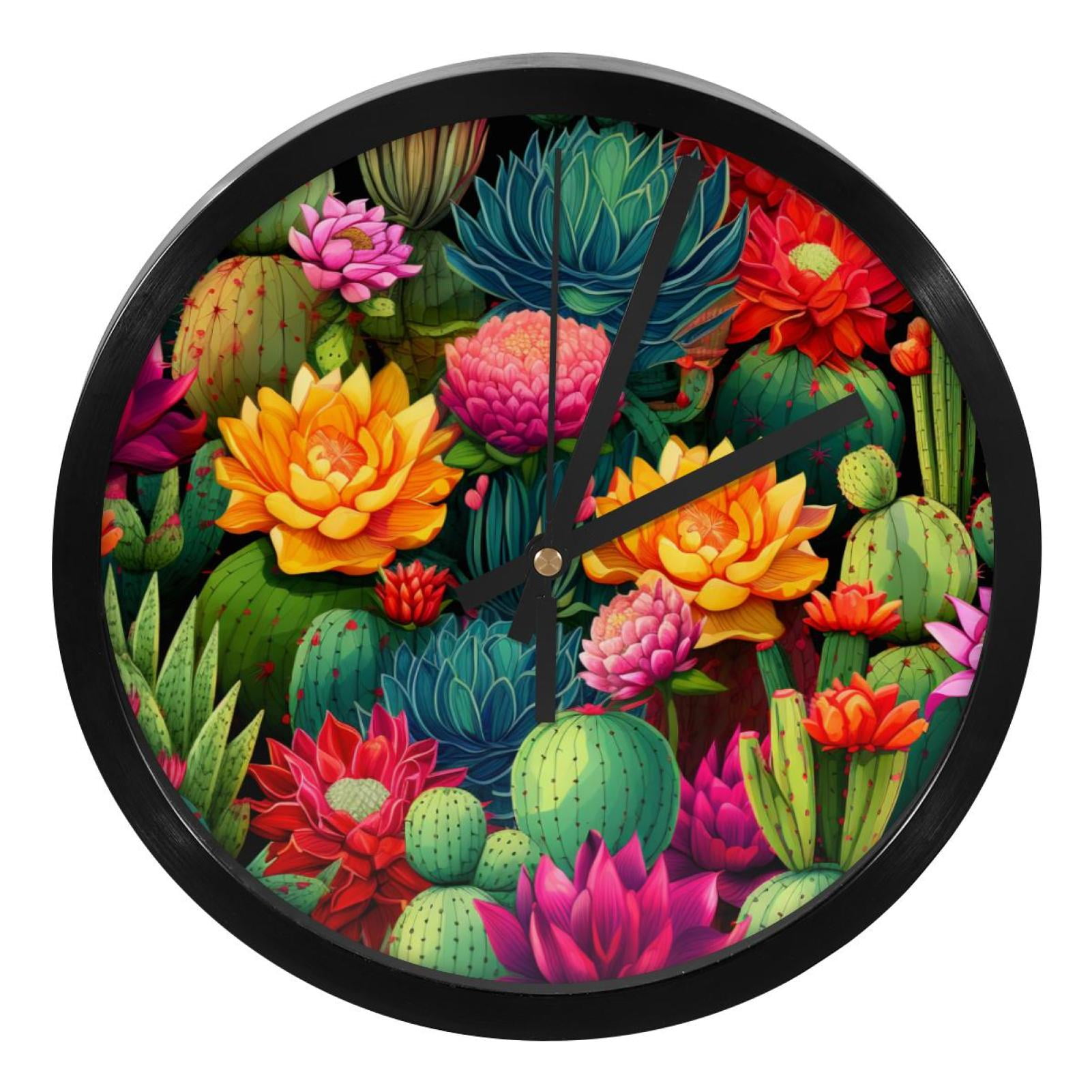 Cactus 9.8 Inch Round Digital Wall Clock - Silent Non-Ticking Battery ...