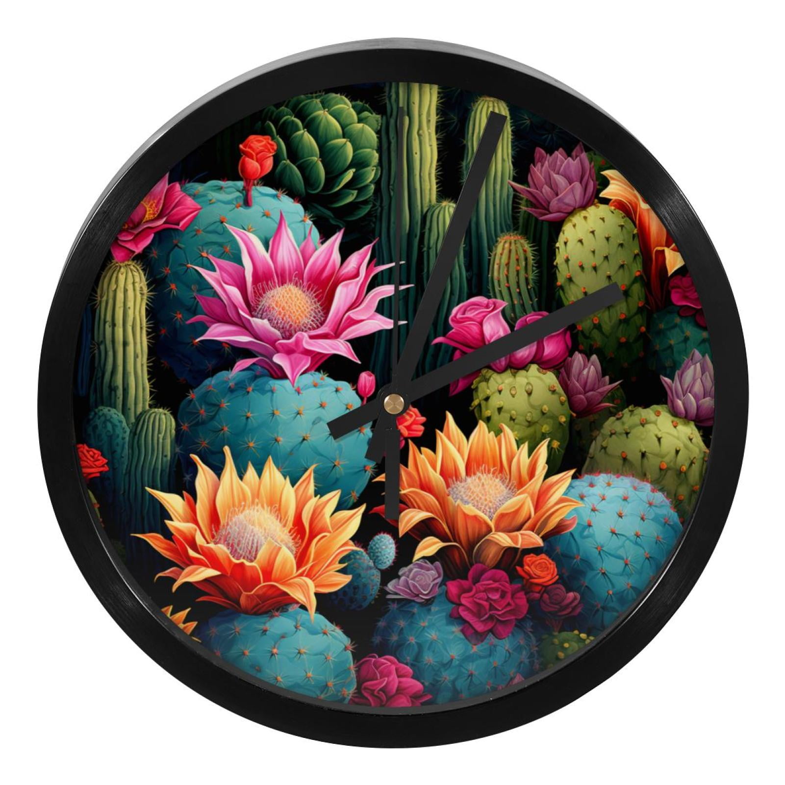 Cactus 9.8 Inch Silent Round Wall Clock - Battery Operated Digital ...