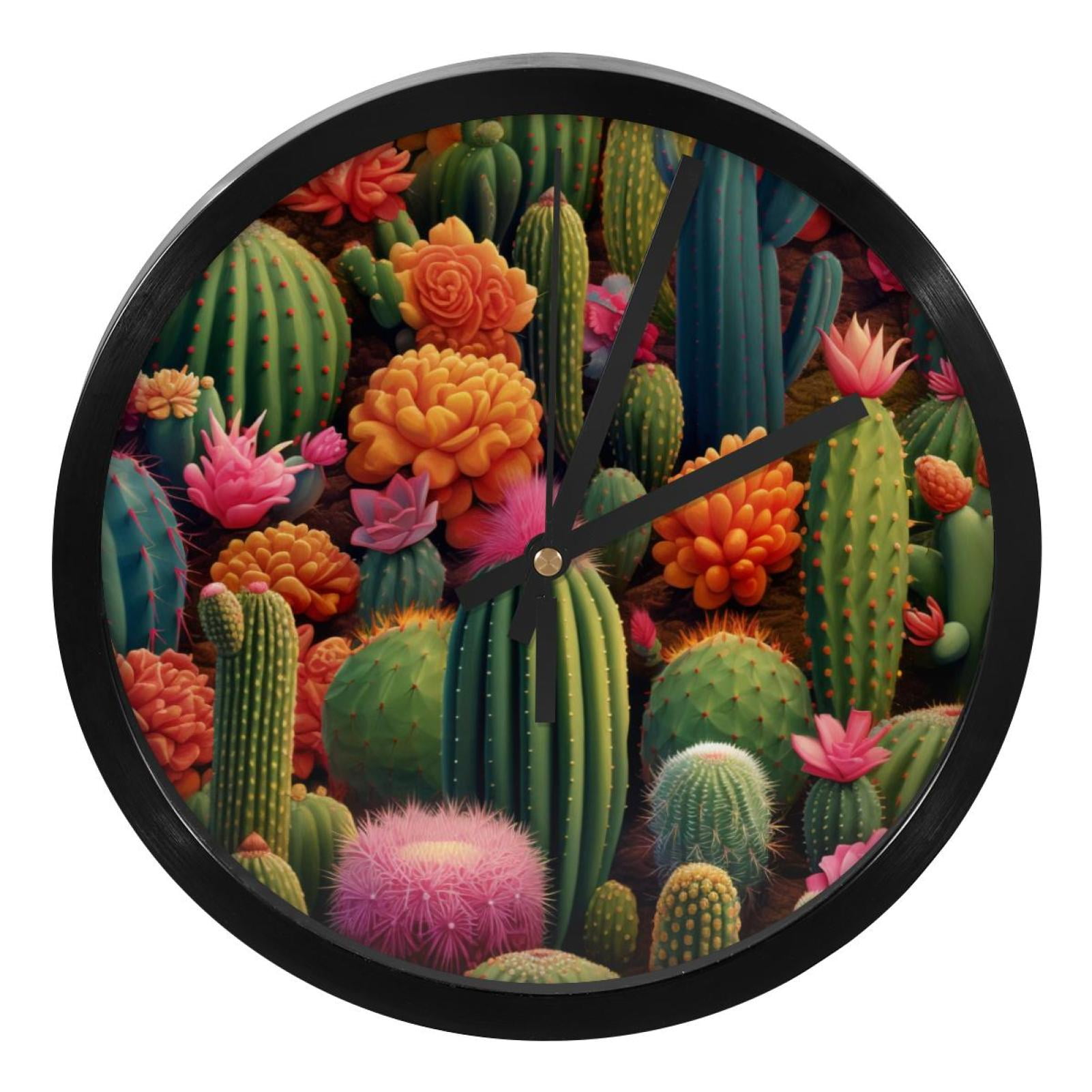 Cactus 9.8 Inch Silent Wall Clock, Round Digital Battery Operated Clock ...