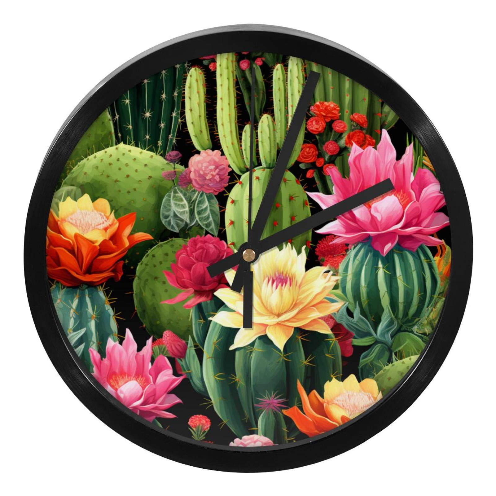 Cactus 9.8 Inches Silent Wall Clock, Round Digital Battery Operated ...