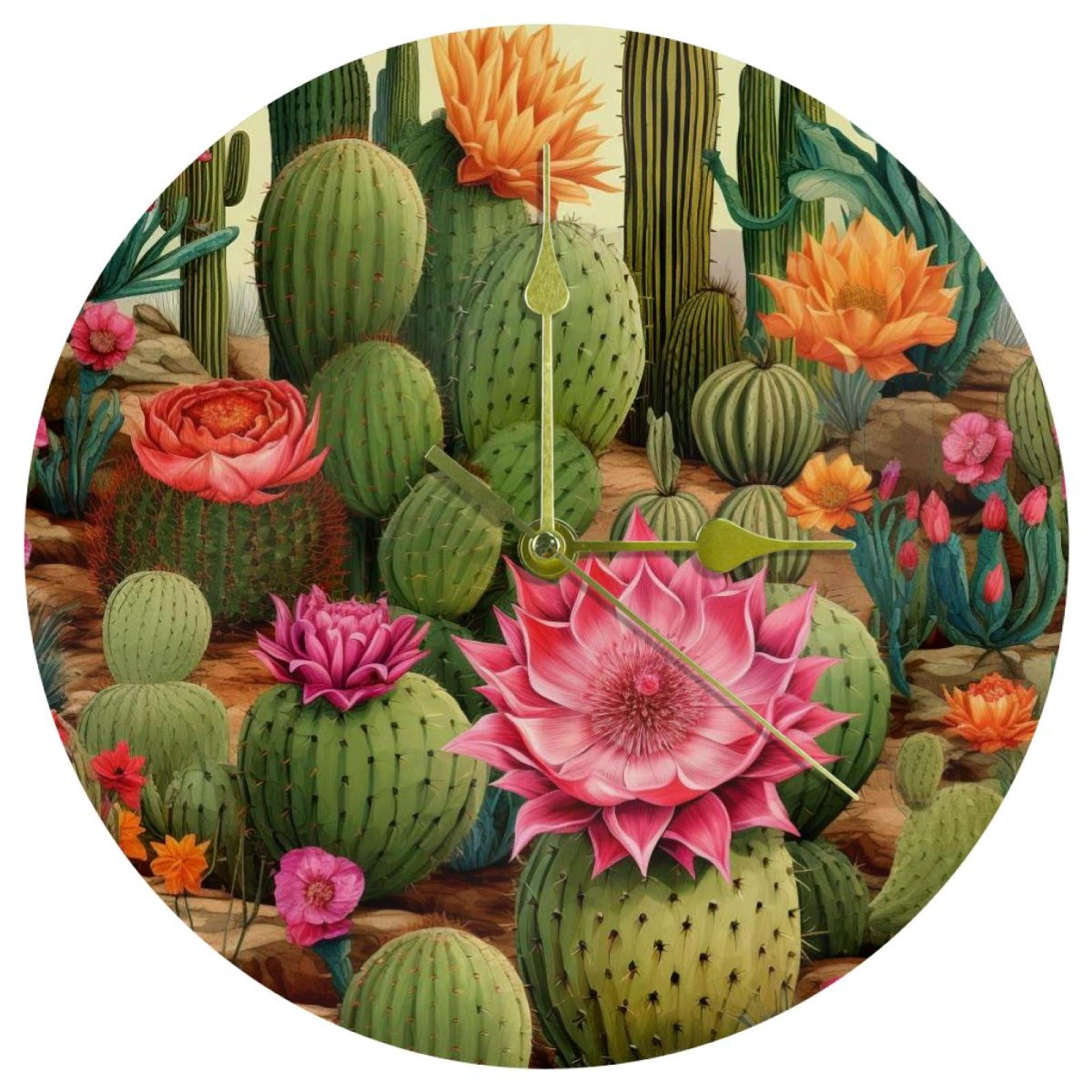 Cactus Acrylic Circular Wall Clock - Unique Design, Modern Style ...