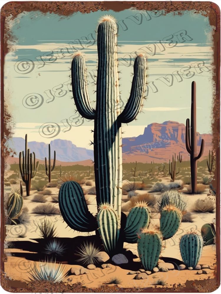 Cactus Aluminum Sign Cactus Garden Decor Metal Sign Rustic Farmhouse ...