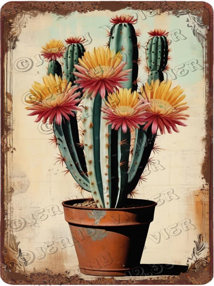 Cactus Aluminum Sign Cactus Garden Decor Metal Sign Rustic Farmhouse ...