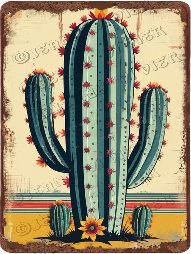 Cactus Aluminum Sign Vintage Poster Rustic Farmhouse Decor Retro Metal ...