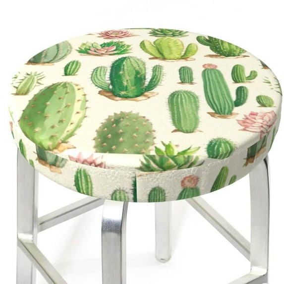 Cactus And Succulent Bar Stool Covers - Stretch Round Seat Covers with ...