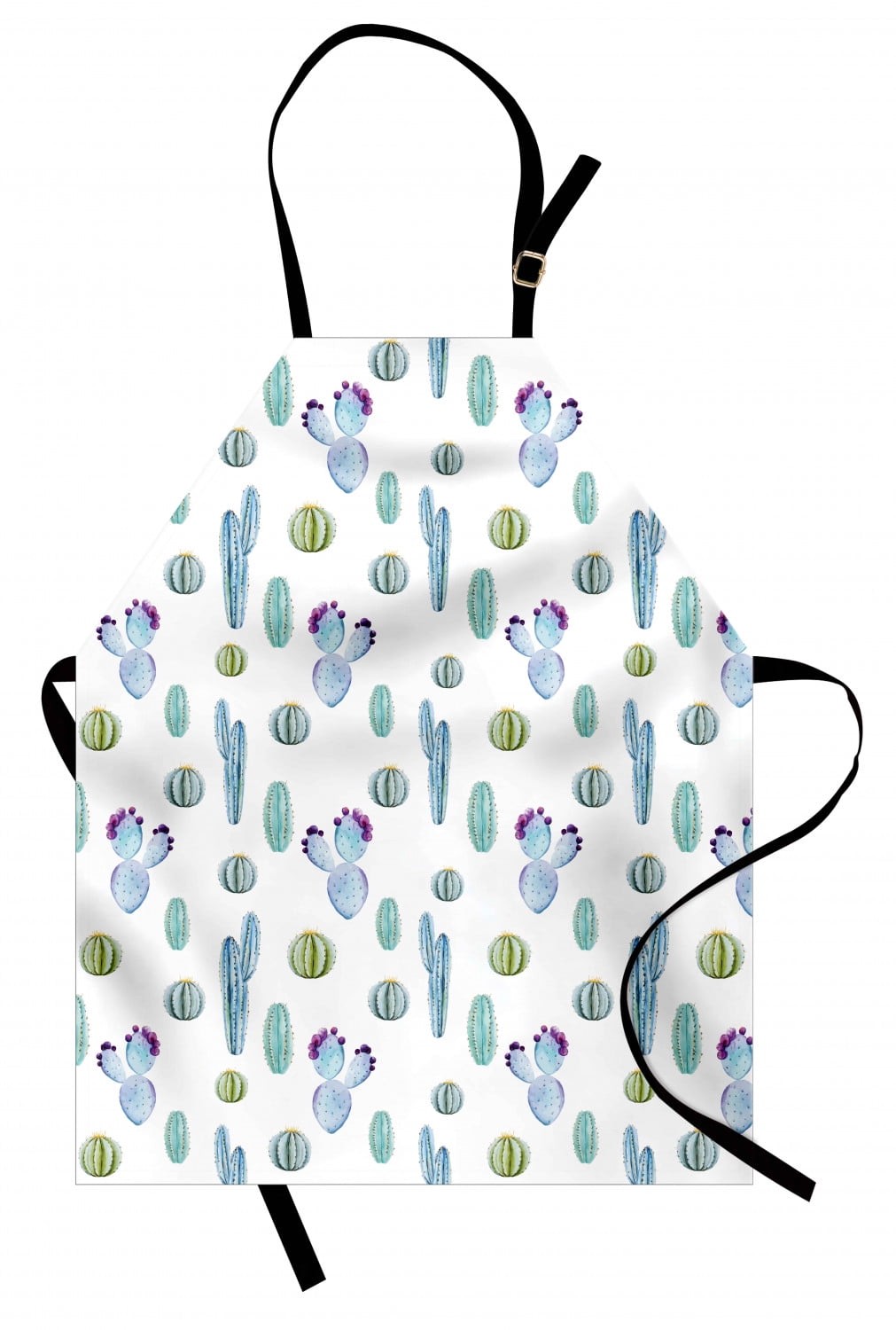 Cactus Apron Blue Botanic Desert Flowers with Spikes Pattern Types of ...
