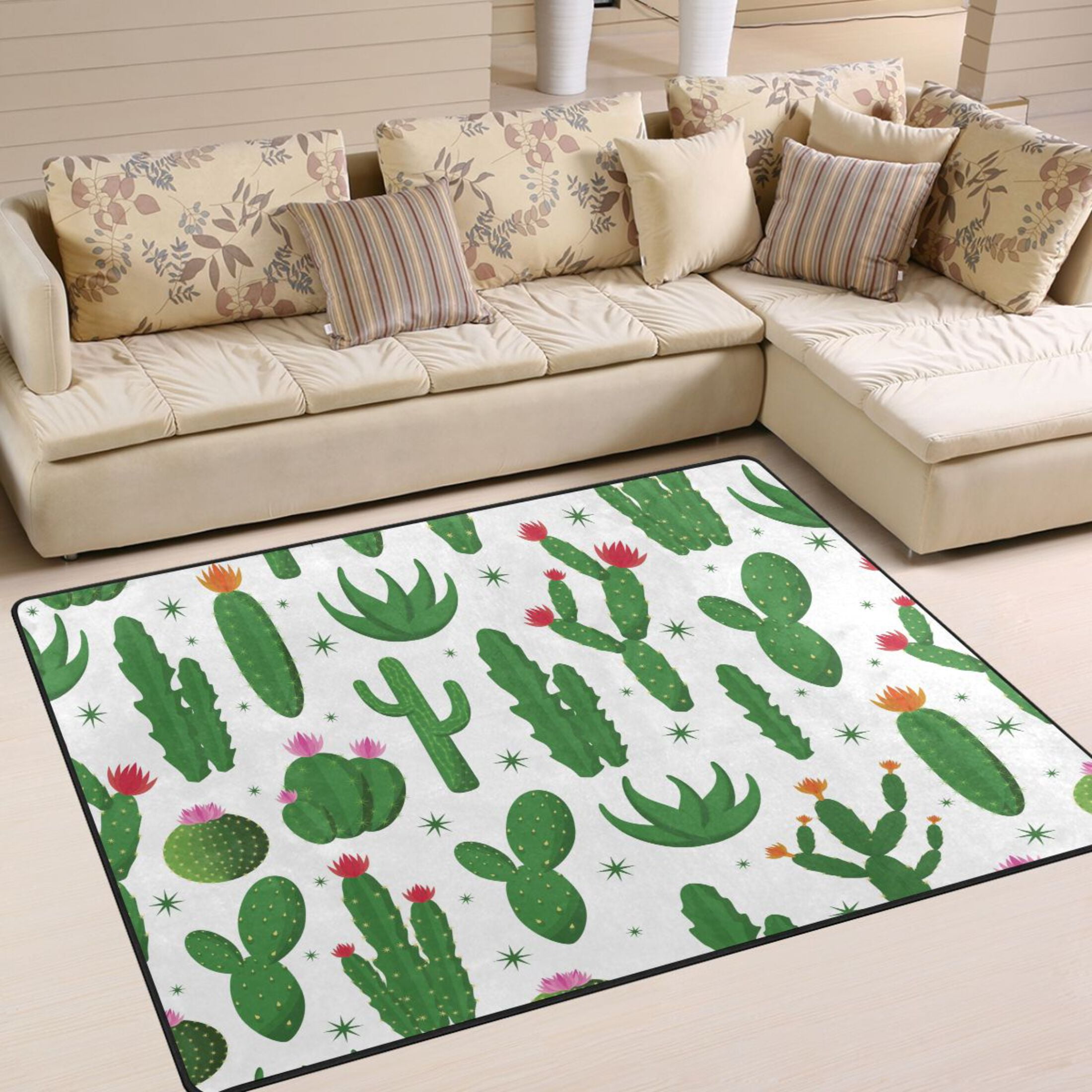 Cactus Area Rugs Soft Non-Slip Floor Mats Large Nursery Carpets Doormat ...