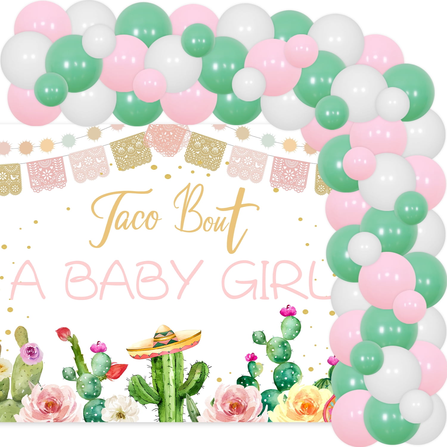 Cactus Baby Shower Decorations, Taco Bout a Baby Girl Backdrop, Boho ...