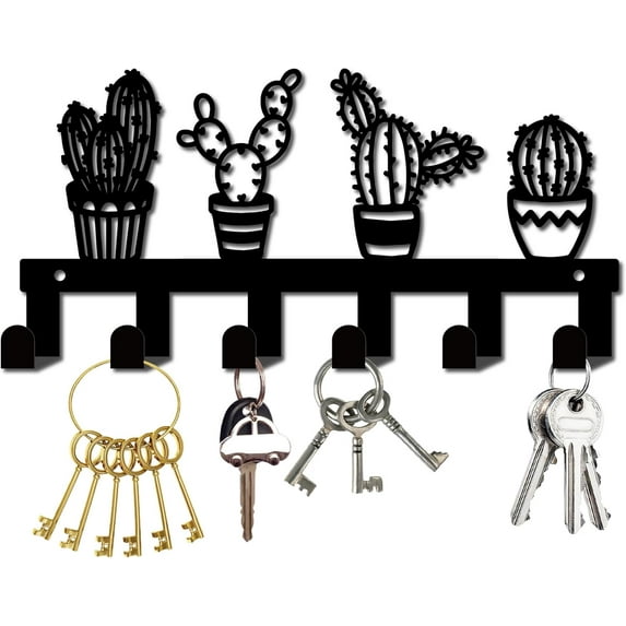 Cactus Ball Key Hooks Key Holder Hanger Wall Adhesive Key Organizer ...