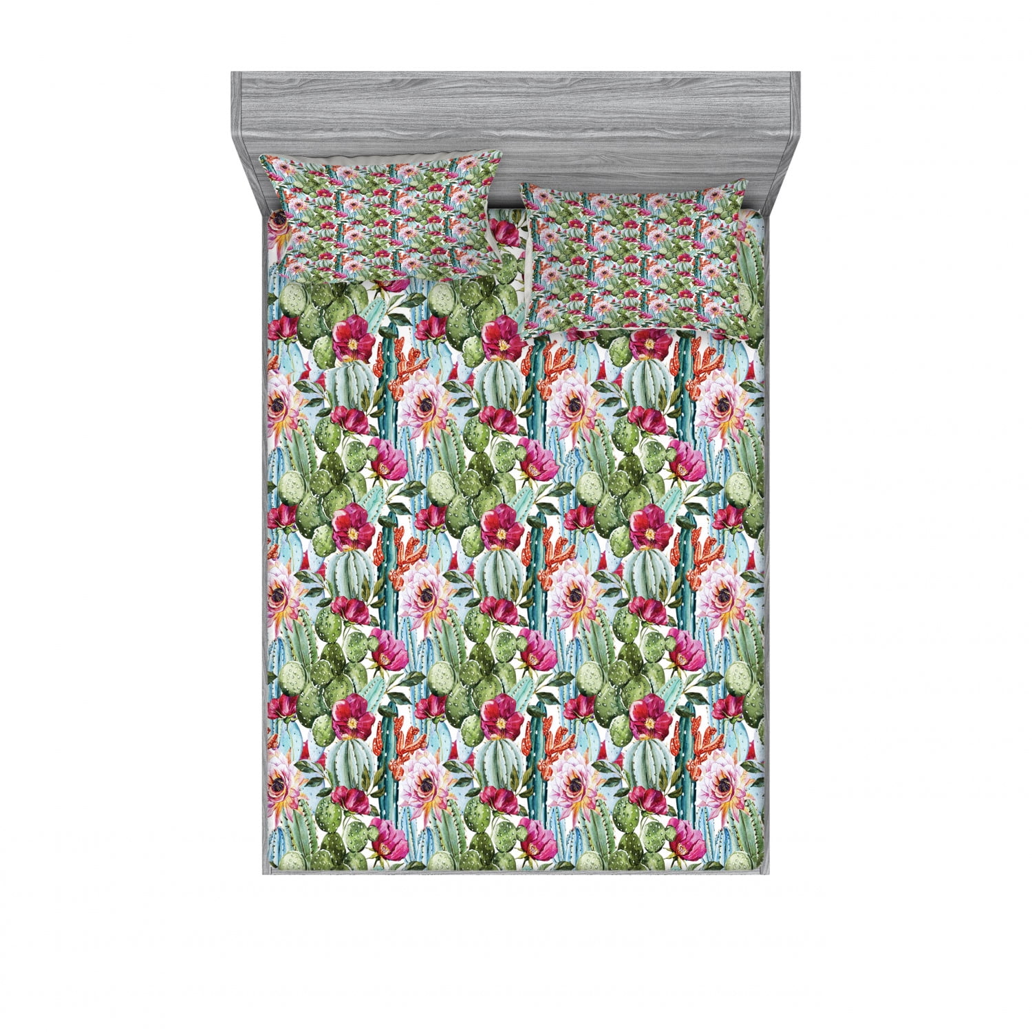 Cactus Bedding Set with Sheet & Covers, Tropical Botanic Cacti Exotic ...