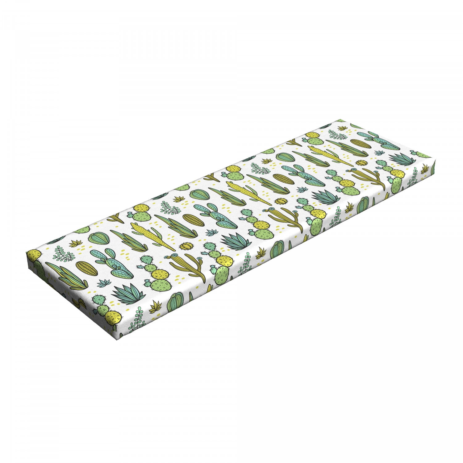 Cactus Bench Pad, Hand Draw Foliage Pattern Botanical Inspired Floral ...