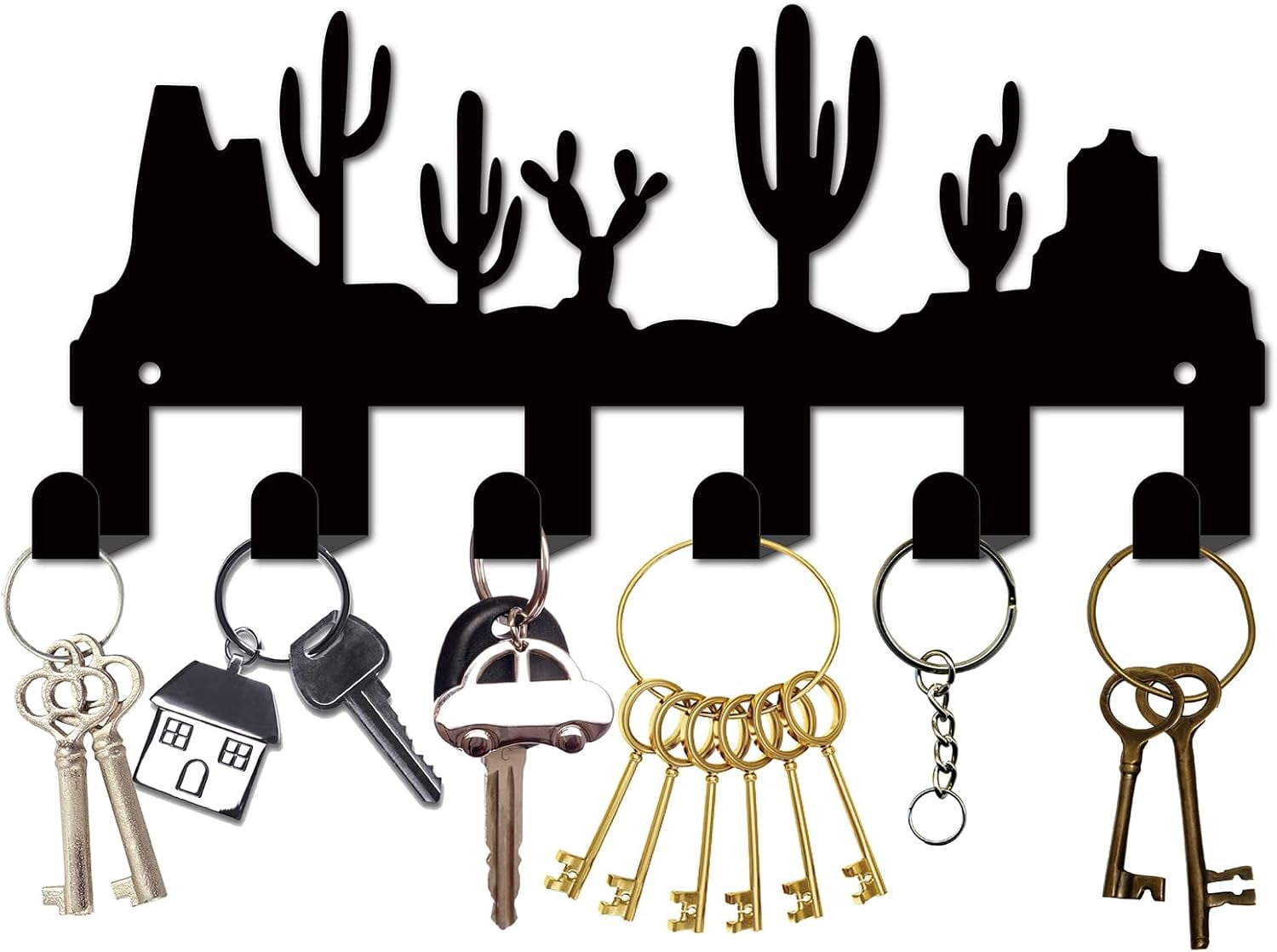 Cactus Black Key Holder for Wall Metal Wall Mounted Key Hooks Iron Key ...