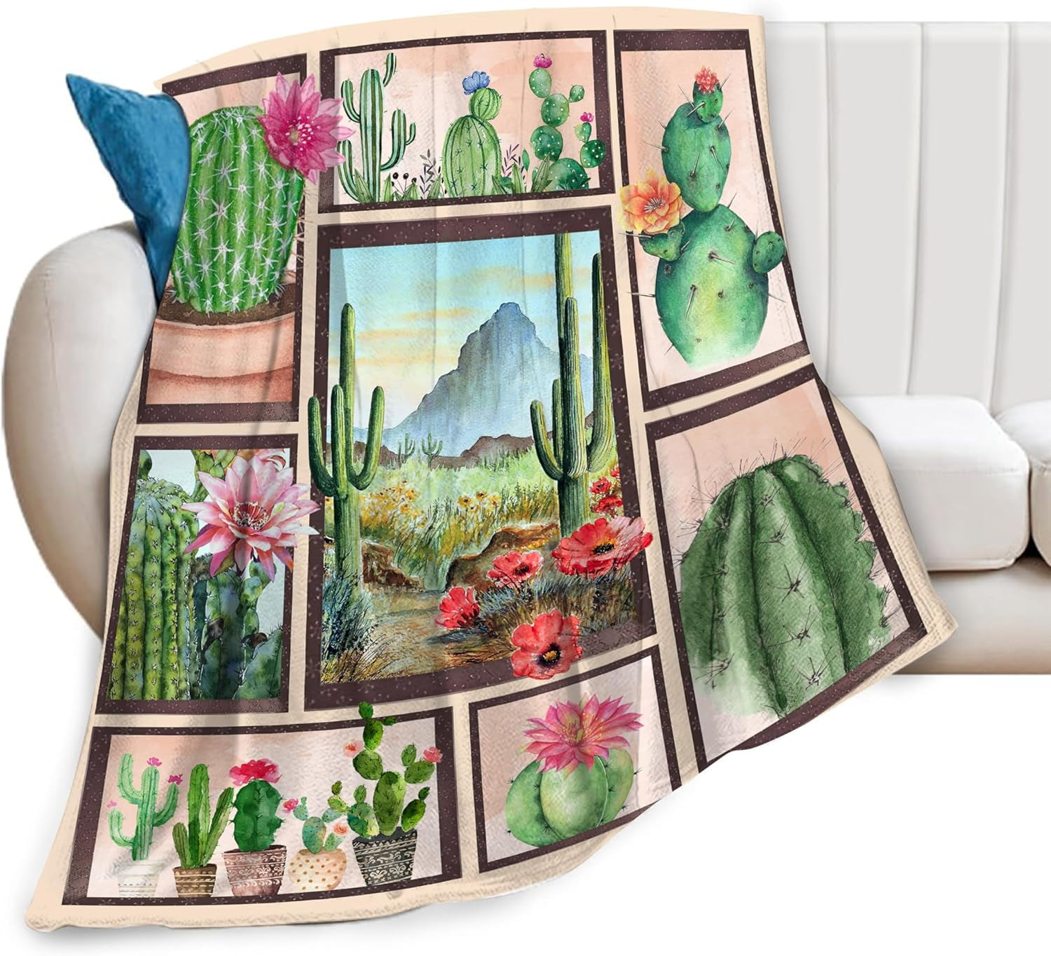 Cactus Blanket Tropical Plant Succulent Throw Blanket Ultra Soft Cozy ...