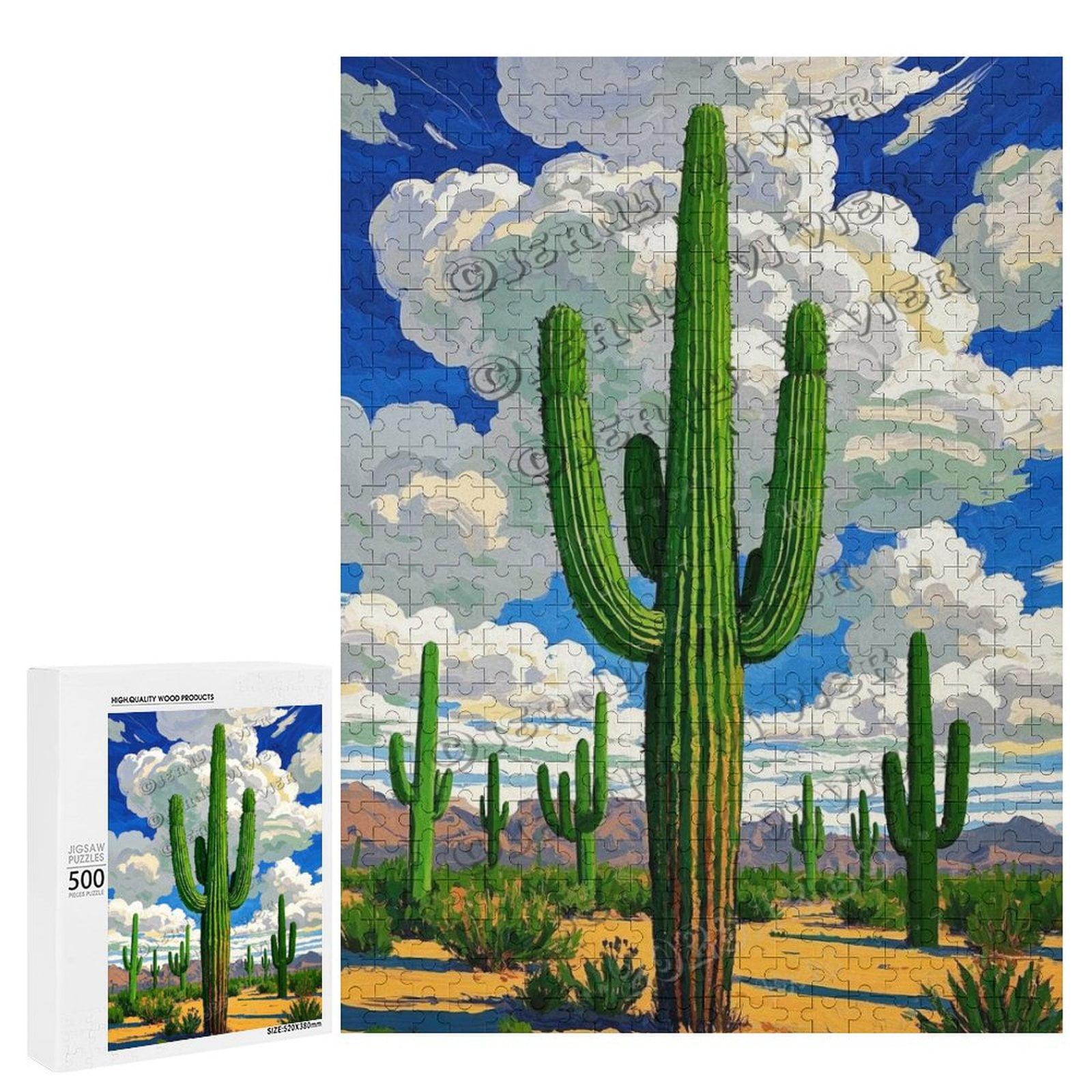 Cactus Blue Sky 500 Piece Jigsaw Puzzle – Relaxing Puzzle for Adults ...