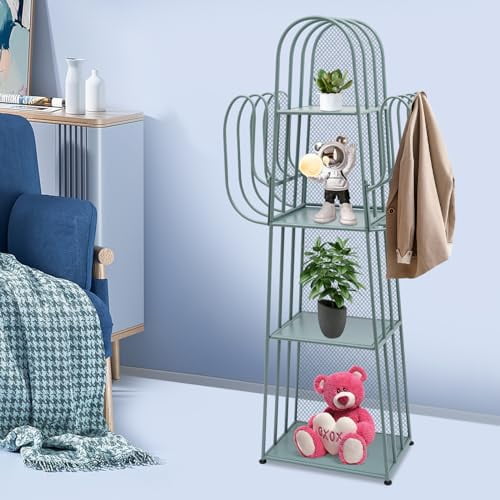 Cactus Bookcase Storage Organizer Closet Corner Metal Display Cabinet,4 ...