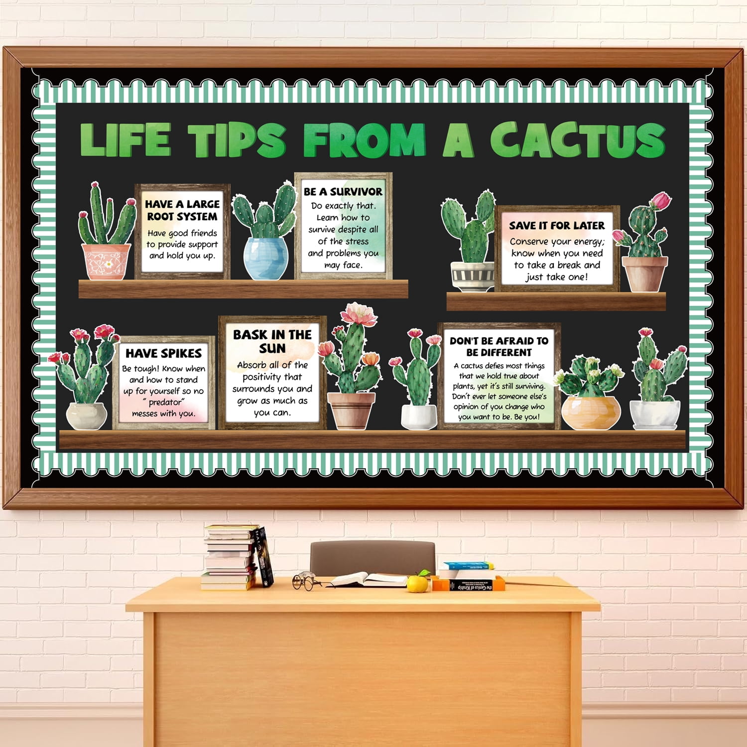 Cactus Bookshelf Bulletin Board Decorations Motivational Library ...