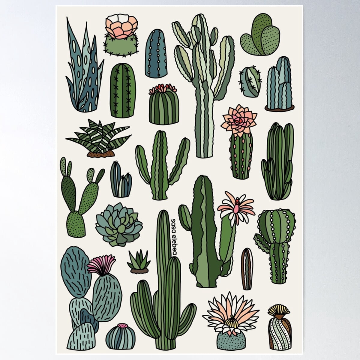 Cactus By Sasa Elebea Poster Wall Art, Modern Wall Decor For Living ...
