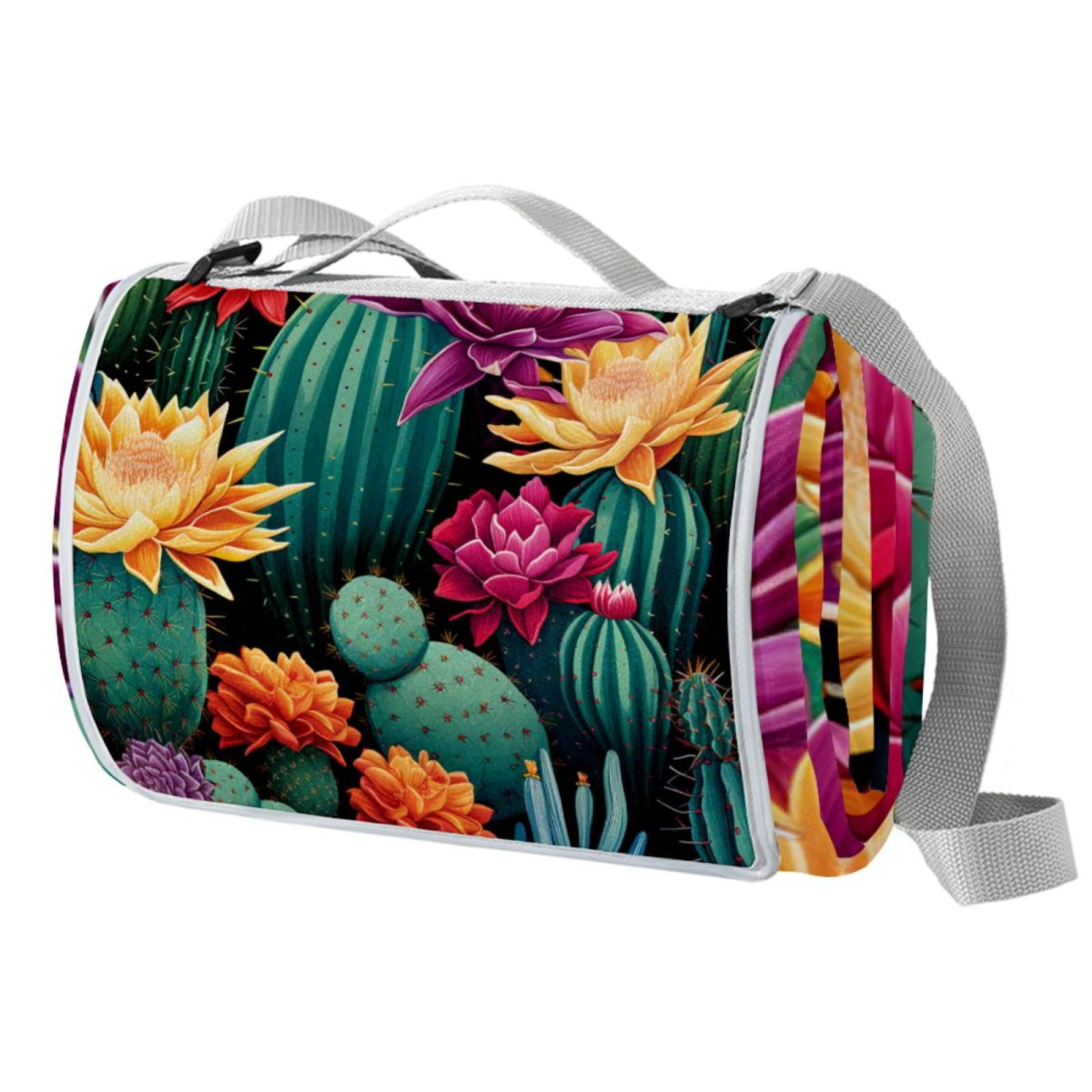 Cactus Canvas Beach Blanket Picnic Mat - Waterproof and Sandproof ...