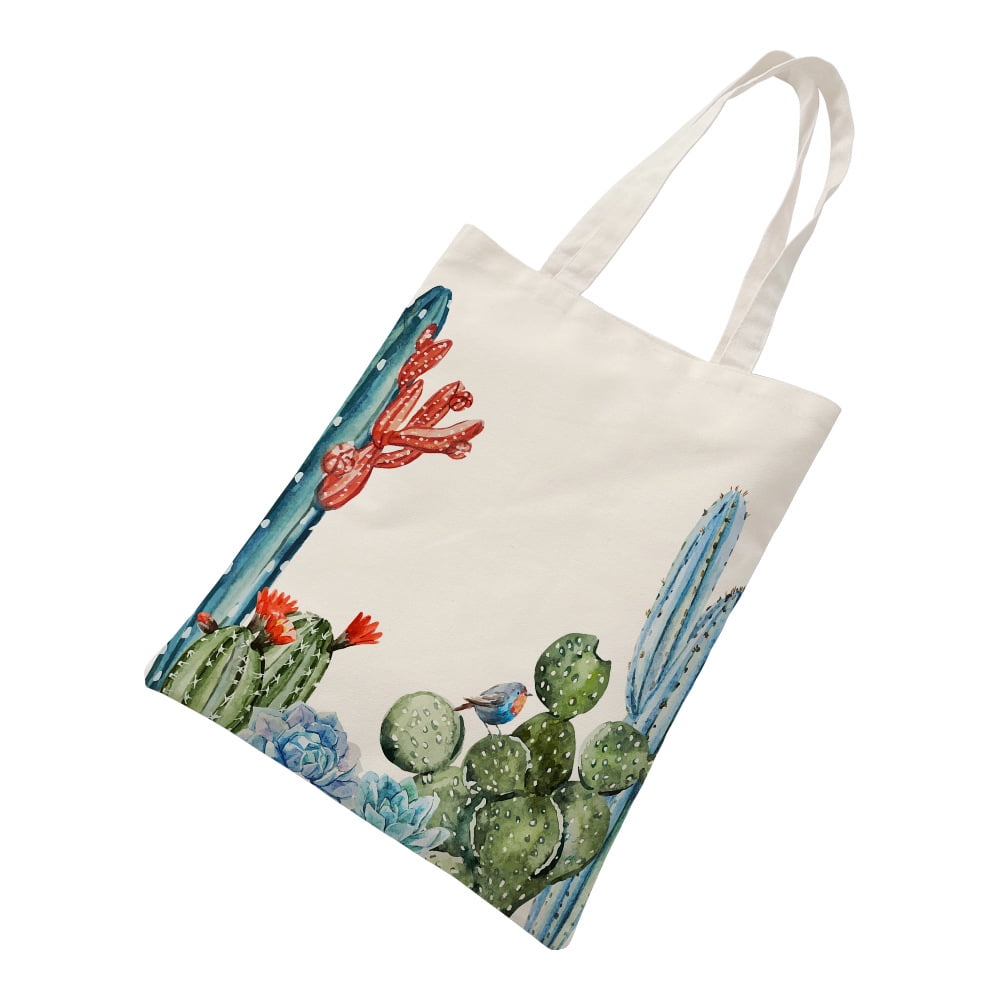 Cactus Canvas Tote Bag - Beach Tote Bags - Weekender Travel Bag - for Women Cute Aesthetic Beach ...