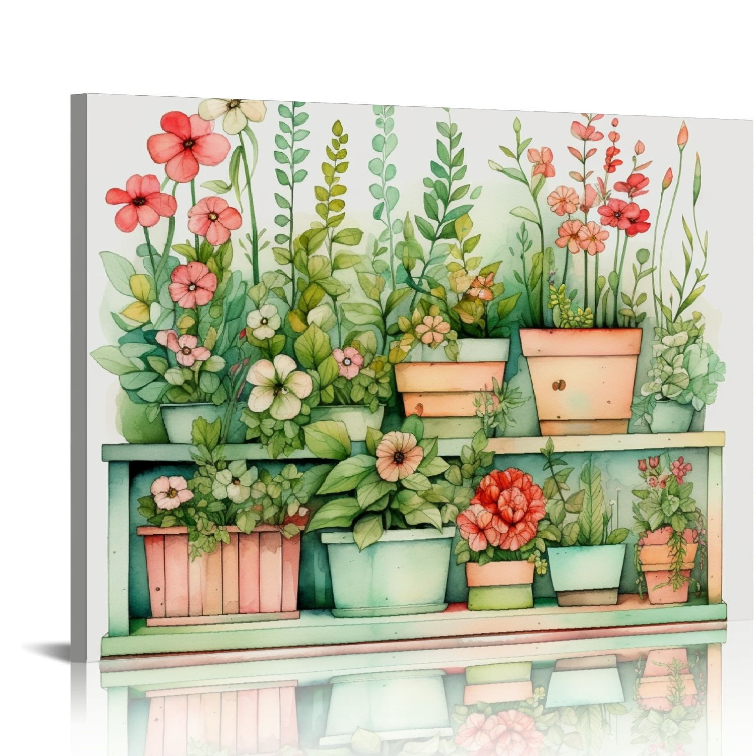 Cactus Canvas Wall Art Simple Life Watercolor Green Plants Succulent ...