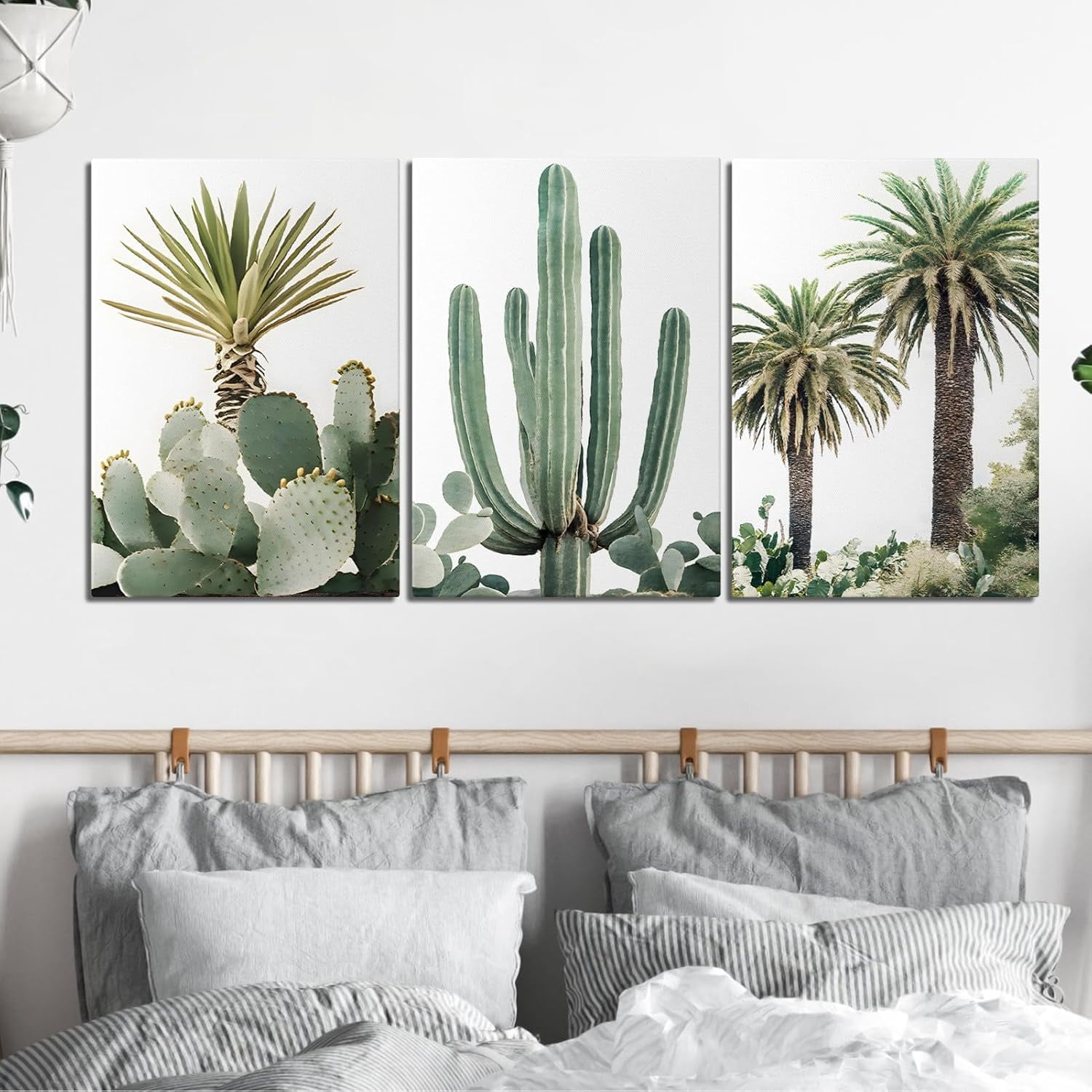 Cactus Canvas Wall Art, Tropical Palm Tree Cactus Painting Wall Art ...