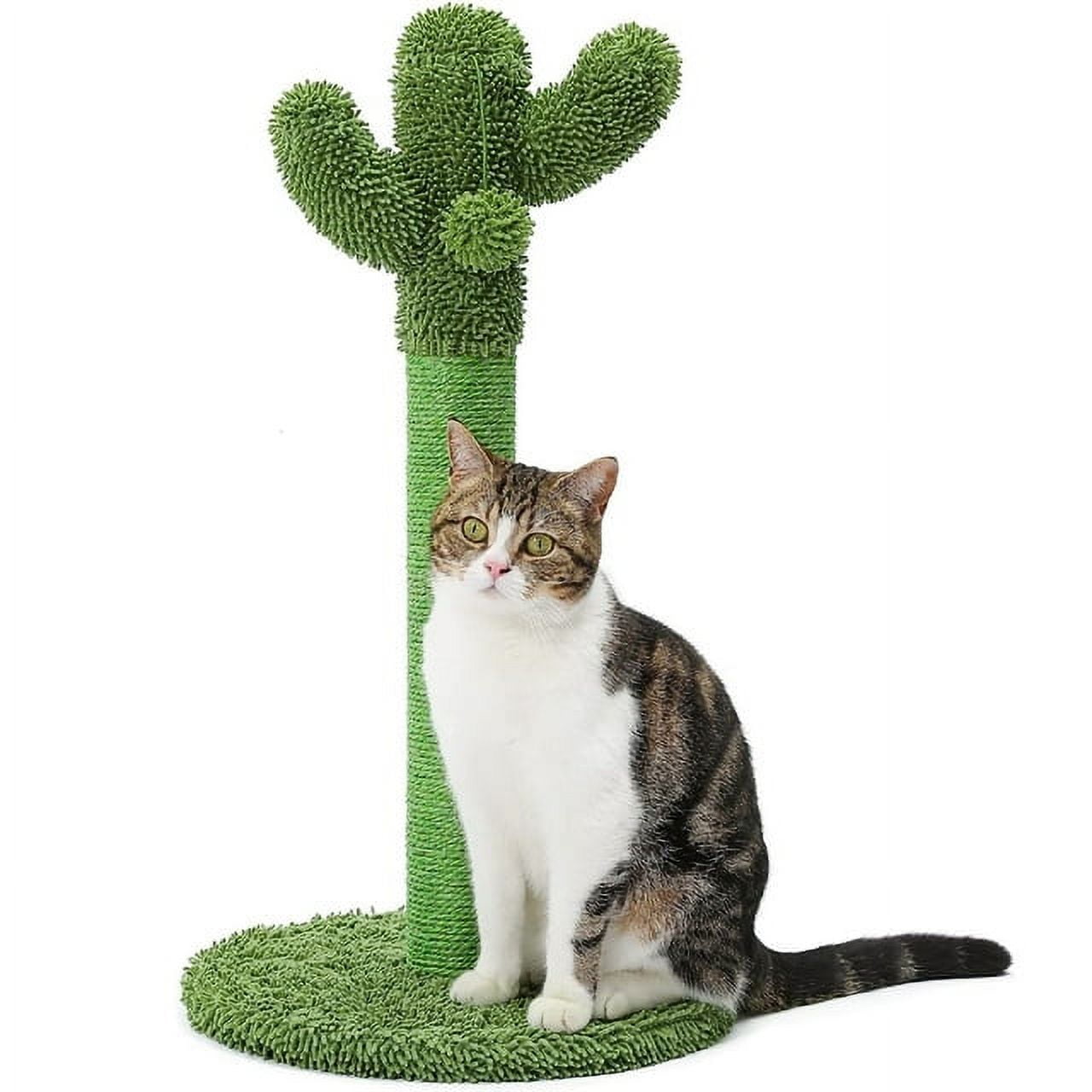 MADE4PETS Cactus Cat Scratcher Scratching Post with Natural Sisal Rope , Vertical Green Cat Tree ...