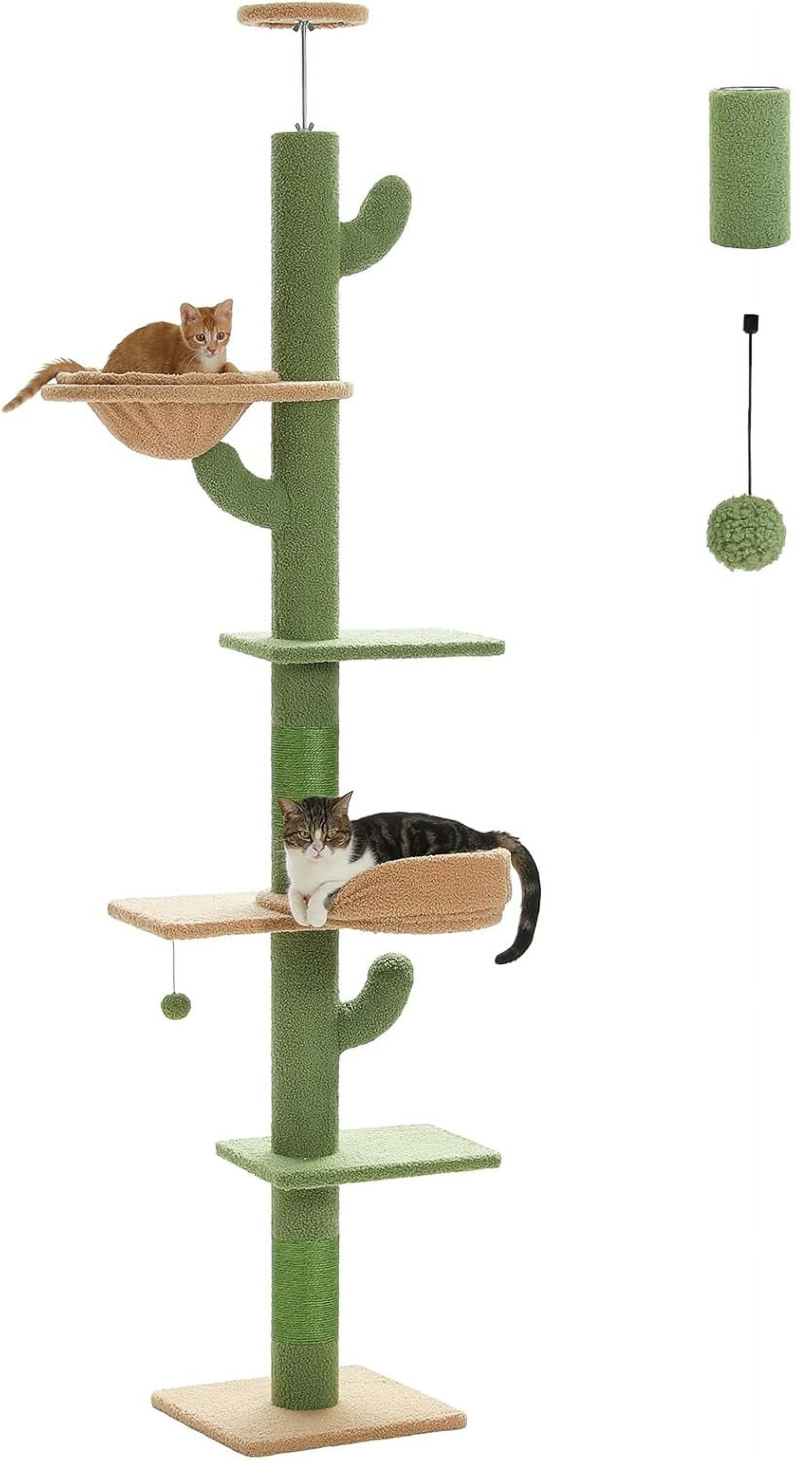 Cactus Cat Tower 5-Tier Floor to Ceiling Cat Tree Height(81-100 Inches ...