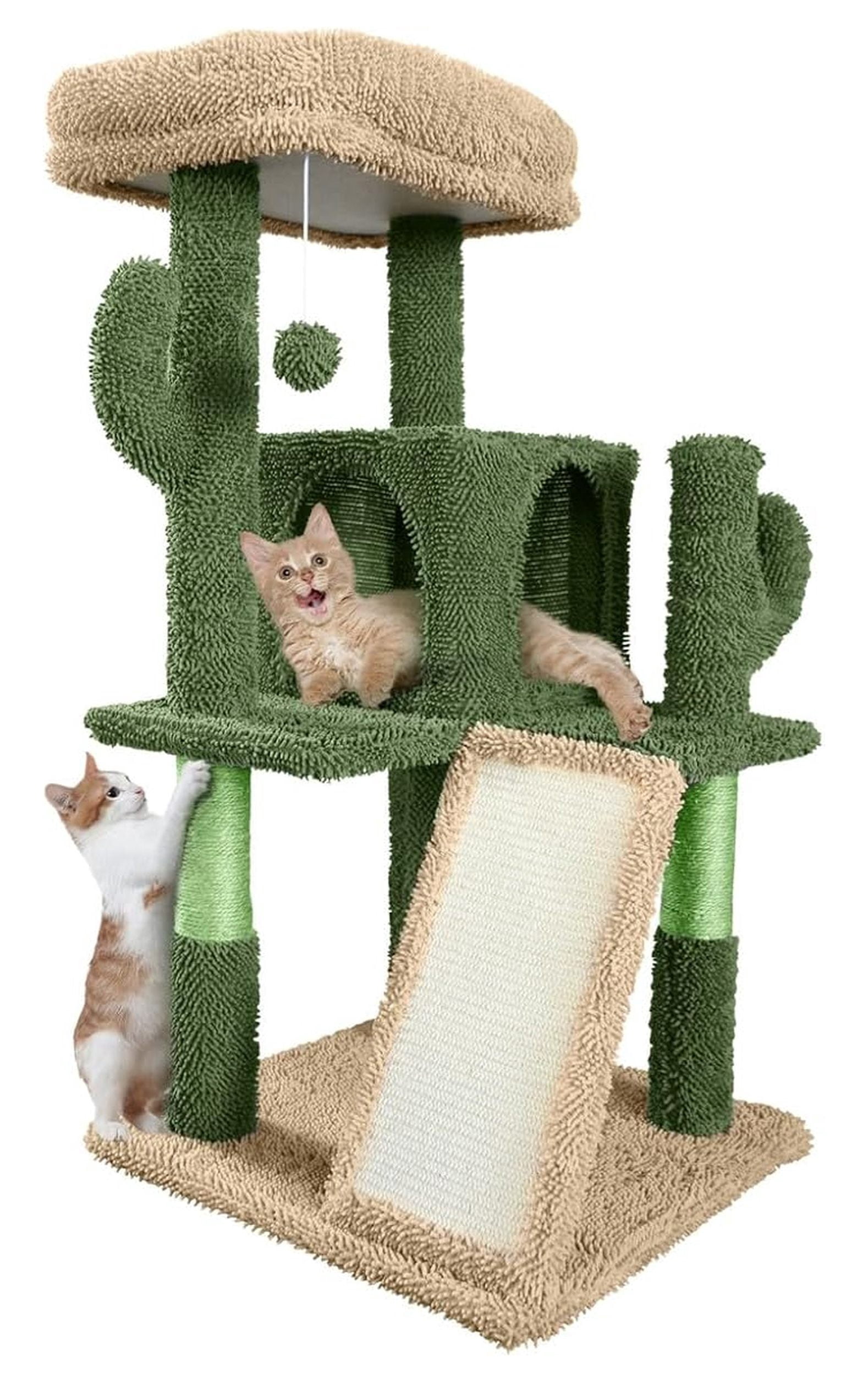 Cactus Cat Tower for Indoor Cats, 37-Inch Cat Tree with Perch & Condo ...