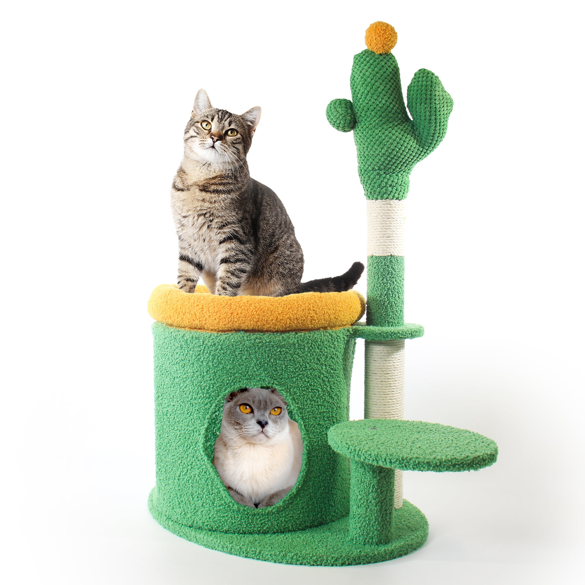 Cactus Cat Tree, 35" Cat Siesta Cactus Tower, Scratching Post with ...